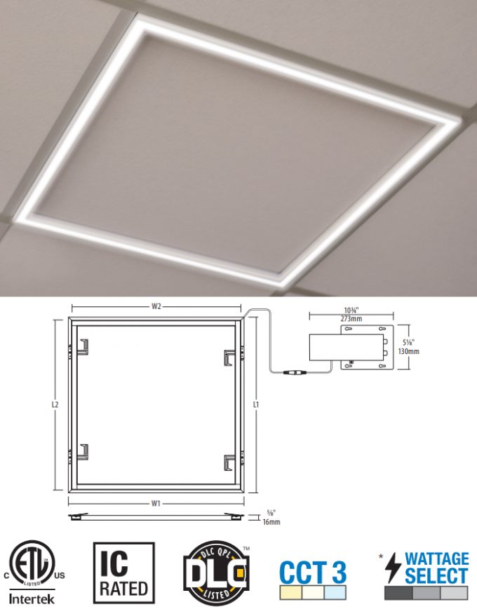 Dimmable LED Slim Panel Light 2x2 20w 3CCT CRI 80 Aluminum Alloy