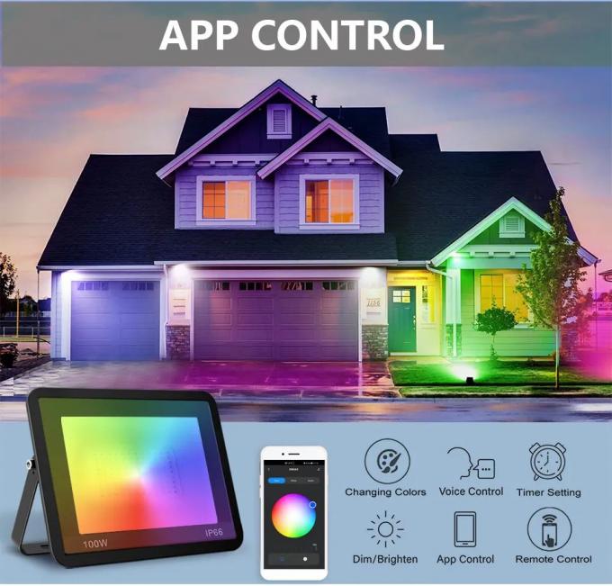 App Controlle RGBTW 100W Waterproof Led Flood Light Compatible